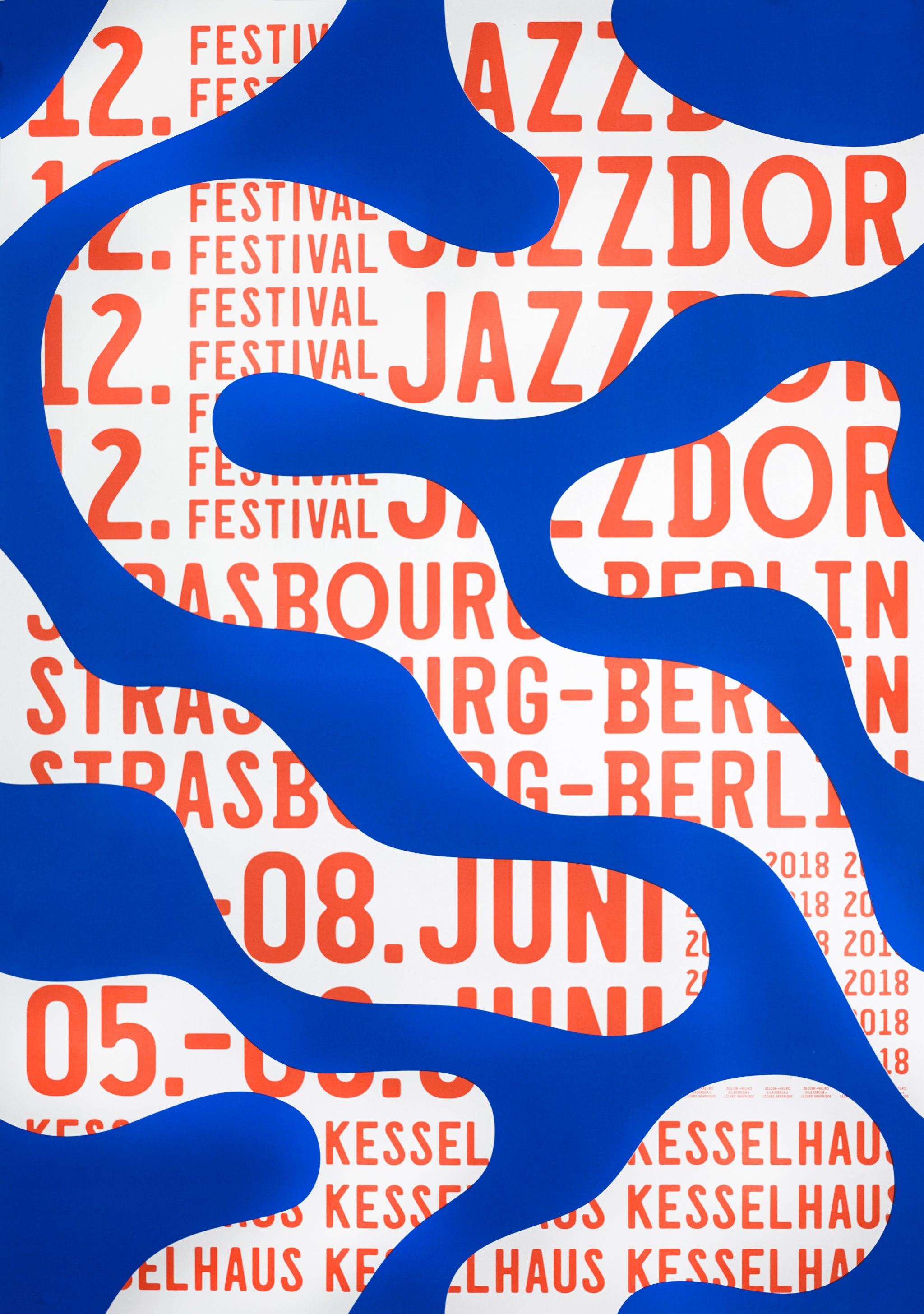 Helmo poster, Jazzdor Festival Berlin 2018, blue swirls | Grafa Gallery