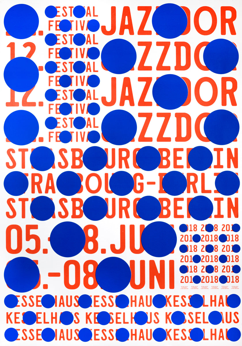 Helmo poster, Jazzdor Festival Berlin 2018, blue dots | Grafa Gallery