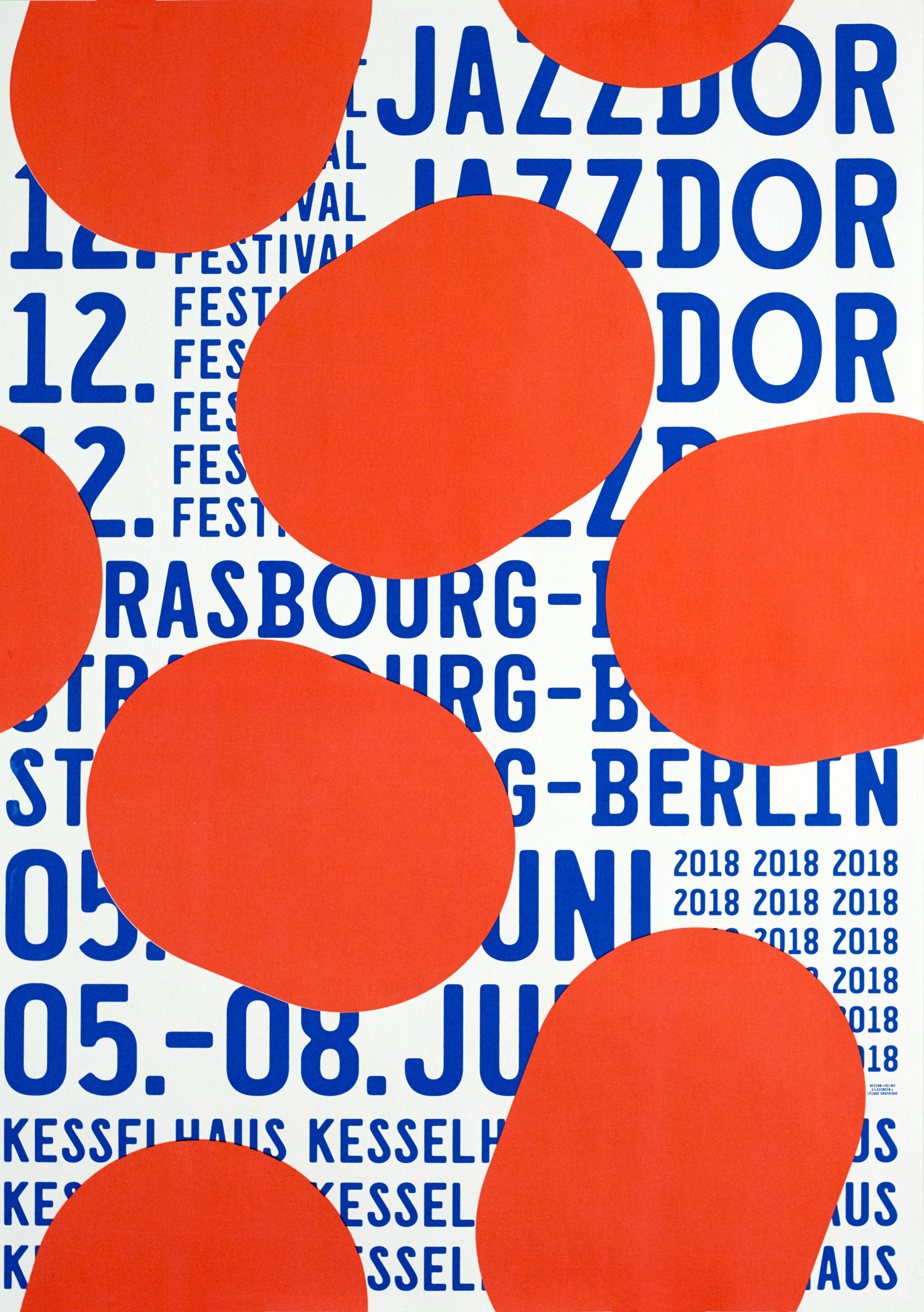 Helmo poster, Jazzdor Festival Berlin 2018, orange ovals | Grafa Gallery