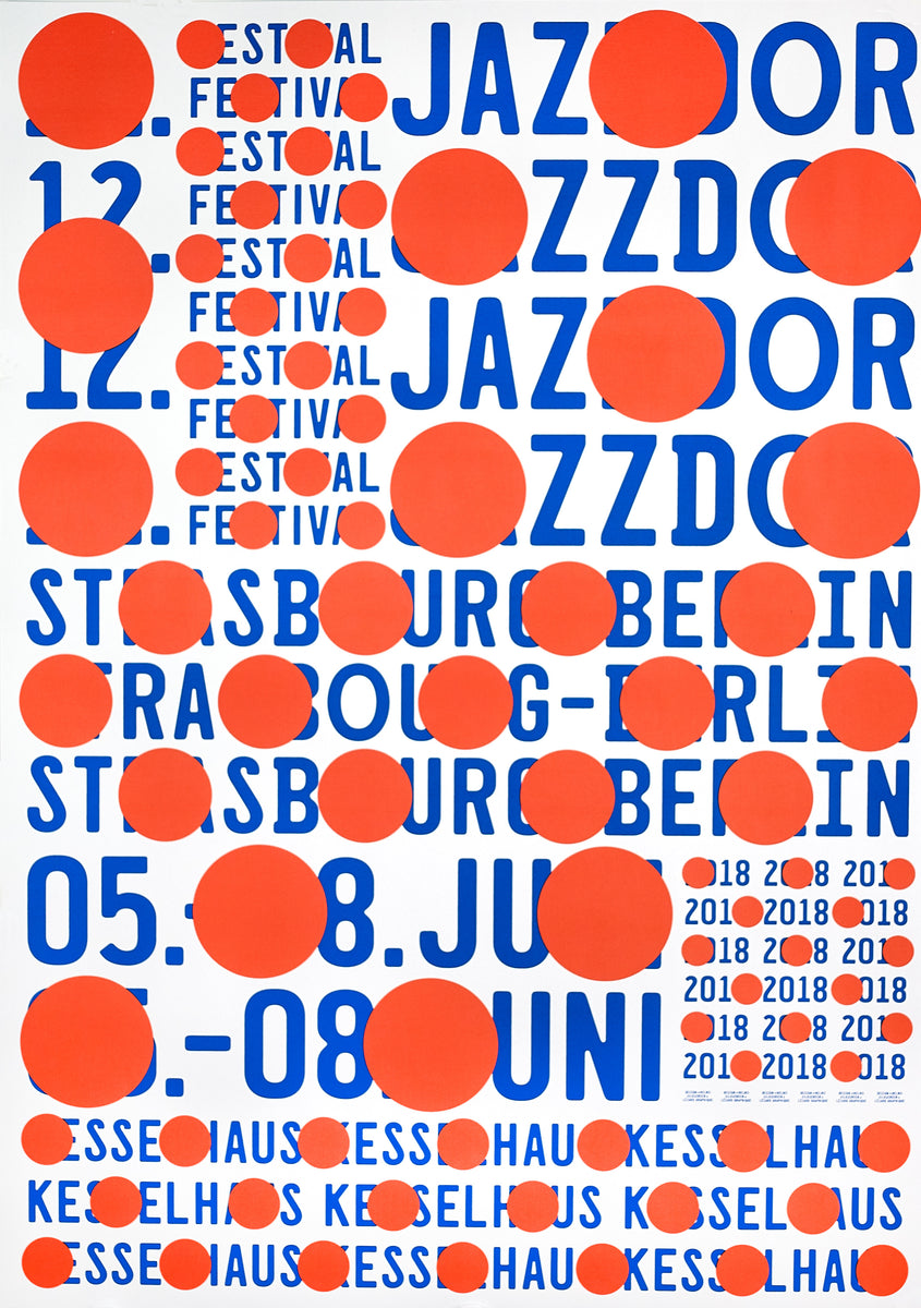 Helmo poster, Jazzdor Festival Berlin 2018, orange dots | Grafa Gallery